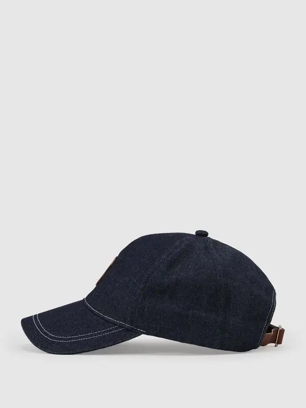 REISS Meldon Monogram-patch Denim Baseball Cap