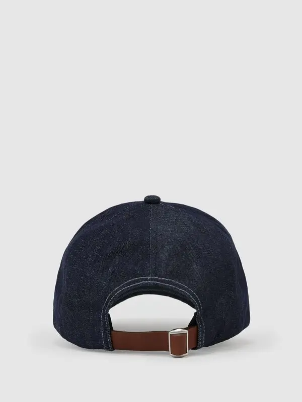 REISS Meldon Monogram-patch Denim Baseball Cap