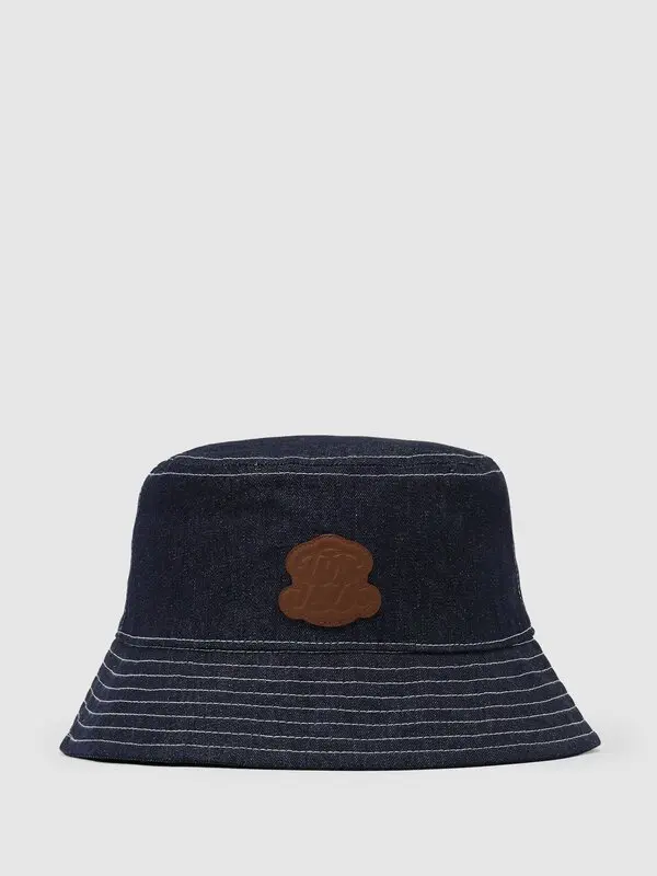 REISS Sulby Denim Bucket Hat - Mid Blue