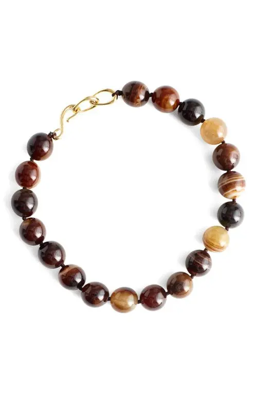 Madewell Semiprecious Stone Beaded Choker Necklace - Dark Brown
