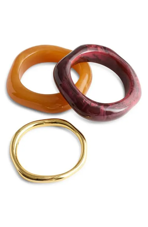 Madewell Set Of Three Sculptural Bangle Bracelets - Dusty Claret