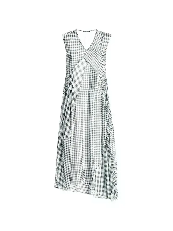 High Portal V-neck Gingham-pattern Midi Dress