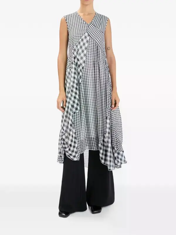 High Portal V-neck Gingham-pattern Midi Dress