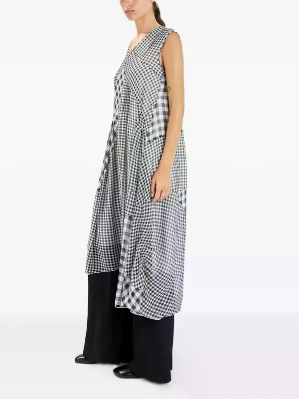 High Portal V-neck Gingham-pattern Midi Dress