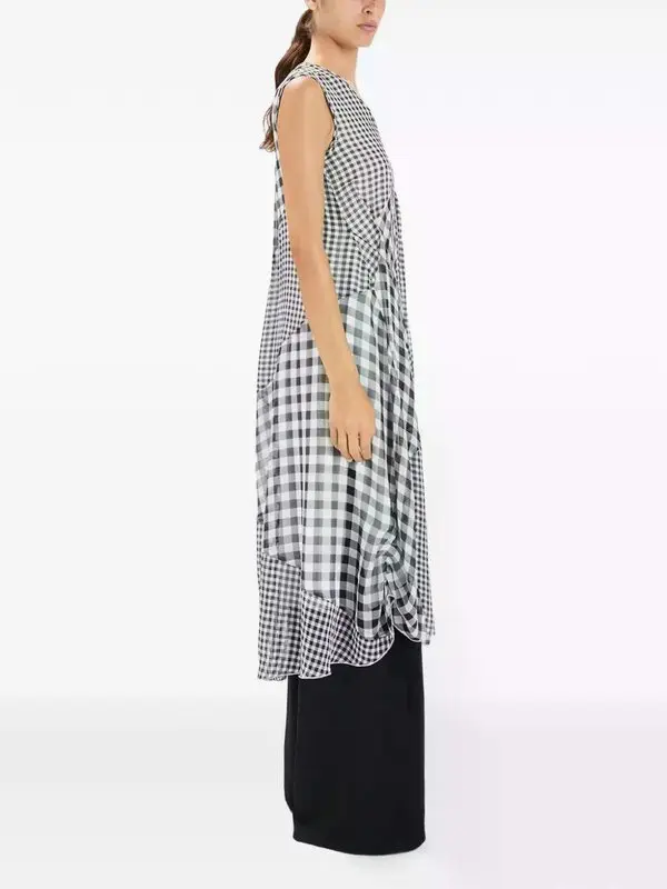 High Portal V-neck Gingham-pattern Midi Dress