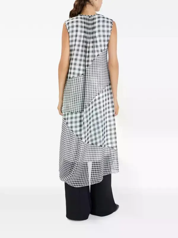High Portal V-neck Gingham-pattern Midi Dress