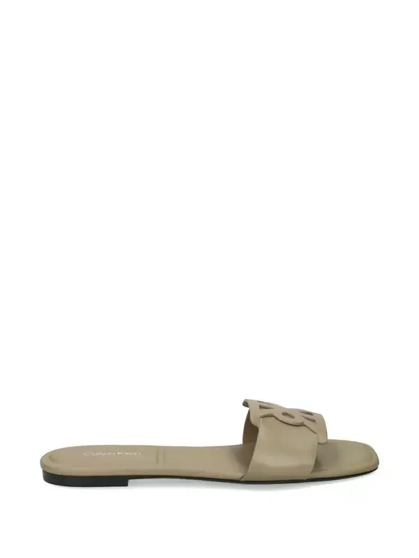 Calvin Klein Provence Logo Leather Sandals - Neutrals