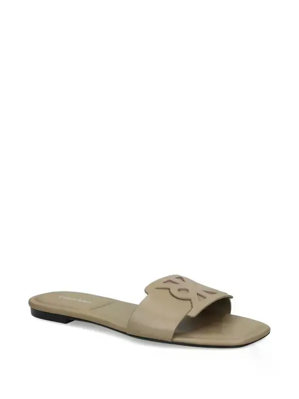 Calvin Klein Provence Logo Leather Sandals - Neutrals