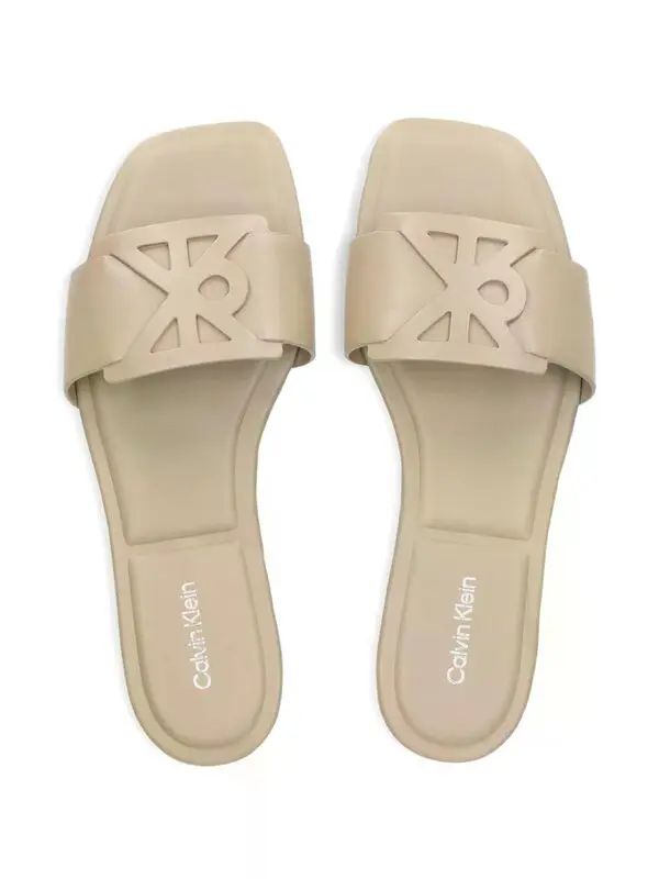 Calvin Klein Provence Logo Leather Sandals - Neutrals