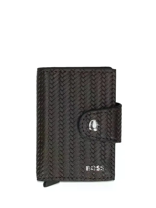 BOSS Woven Leather Cardholder - Brown