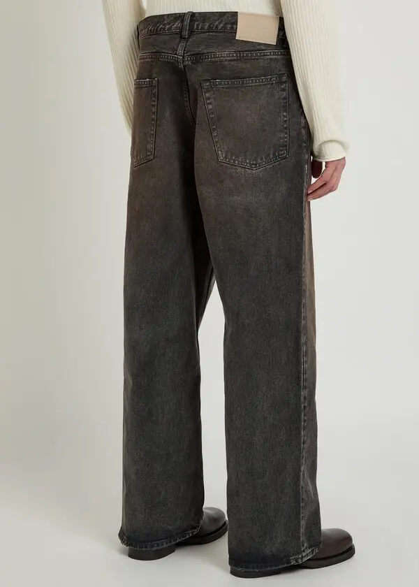 Our Legacy Vast Cut Paint-splatter Straight-leg Jeans - Dark Brown