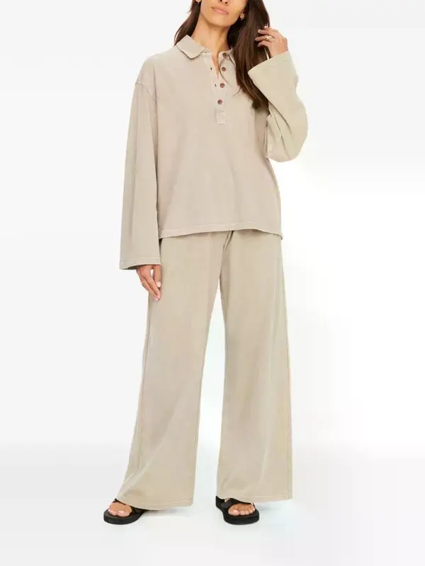 The Upside Soho Rhea Buttoned Polo Shirt - Neutrals