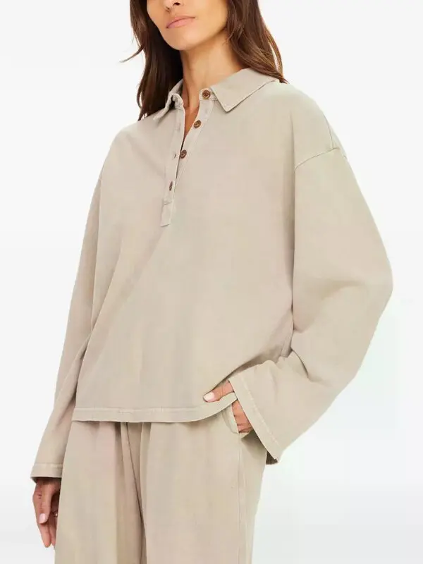 The Upside Soho Rhea Buttoned Polo Shirt - Neutrals
