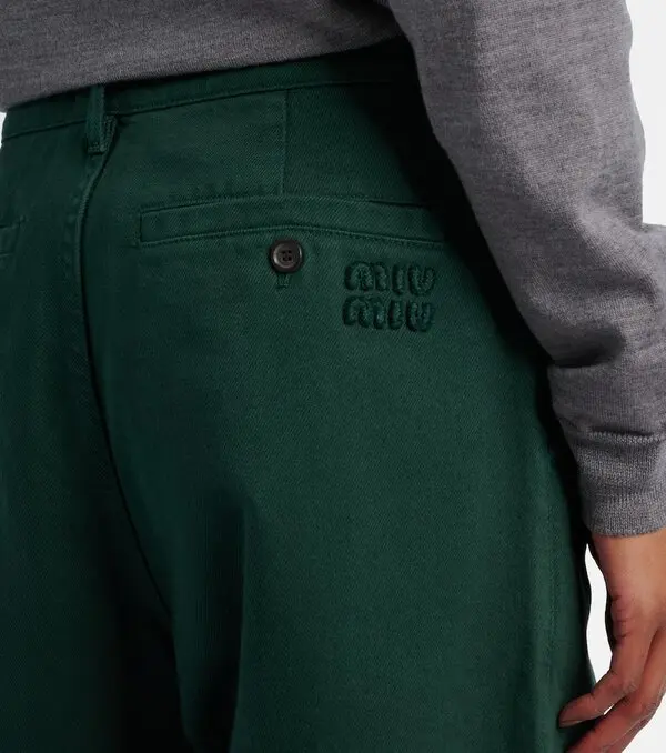 Miu Miu Cotton Gabardine Straight-leg Trousers