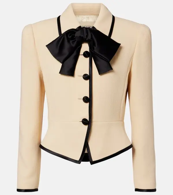 Valentino Garavani Bow-detail Virgin Wool Crêpe Jacket - Beige