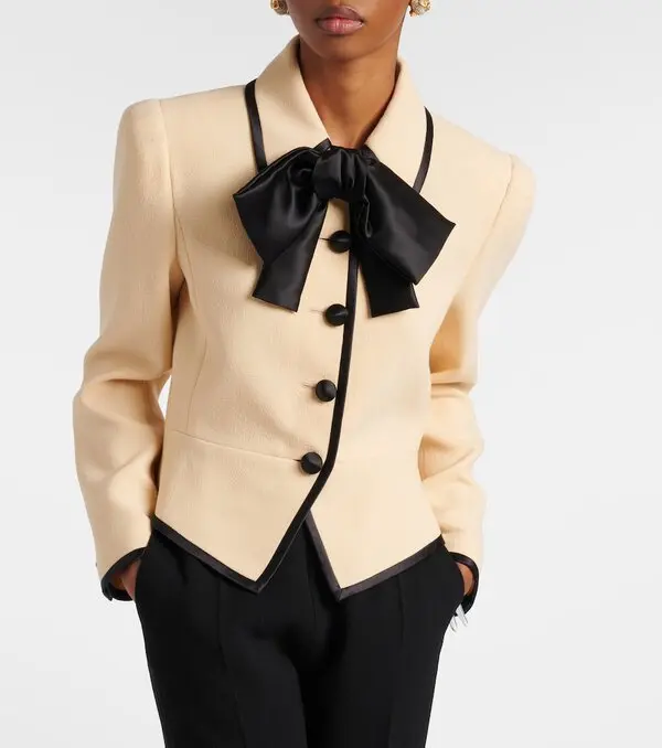 Valentino Garavani Bow-detail Virgin Wool Crêpe Jacket - Beige