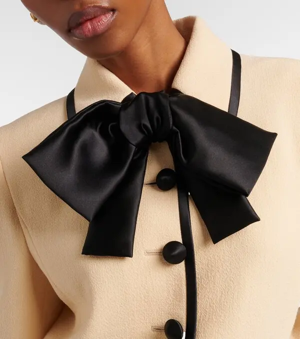 Valentino Garavani Bow-detail Virgin Wool Crêpe Jacket - Beige