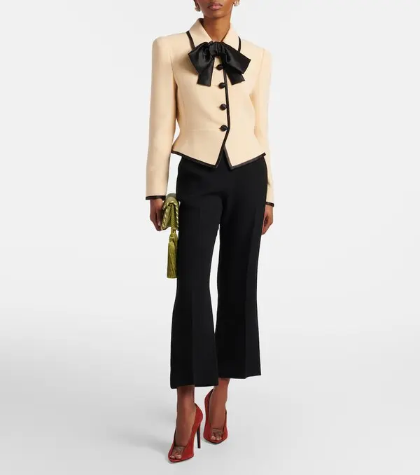 Valentino Garavani Bow-detail Virgin Wool Crêpe Jacket - Beige