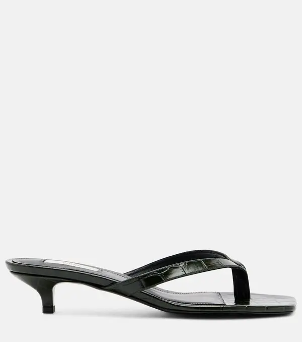 TOTEME Croc-effect Leather Thong Sandals - Green