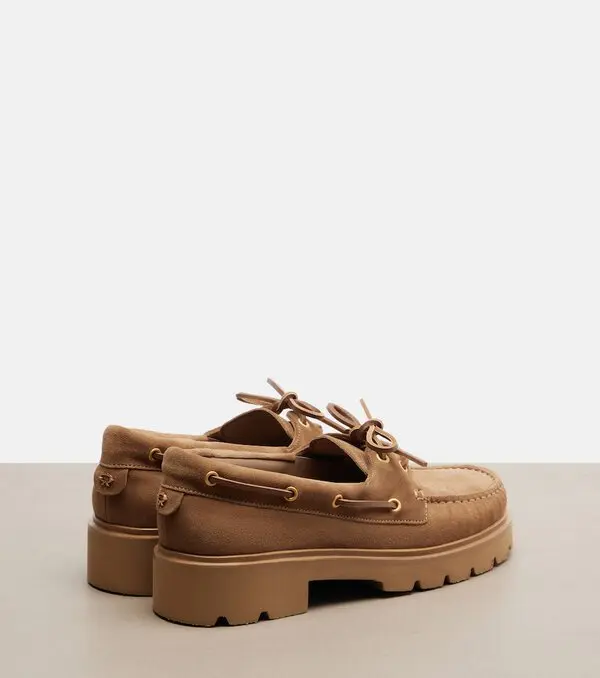 GIANVITO ROSSI Olonne Suede Boat Shoes - Brown