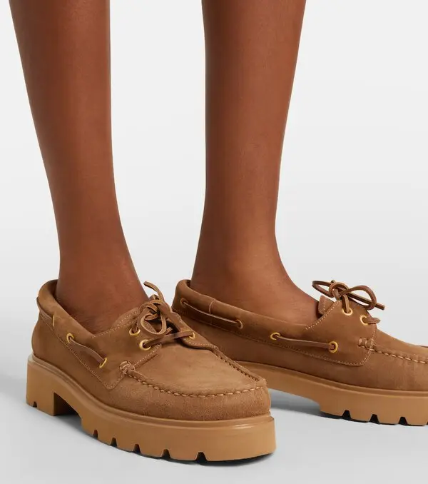 GIANVITO ROSSI Olonne Suede Boat Shoes - Brown
