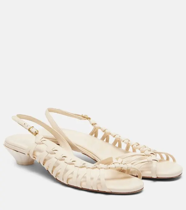 Chloé Estra Braided Leather Slingback Sandals - White