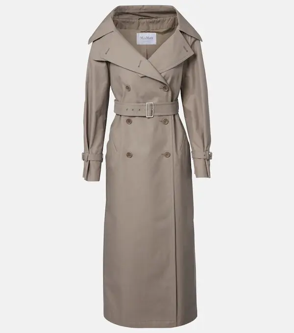 Max Mara Pancia Cotton Gabardine Trench Coat - Grey