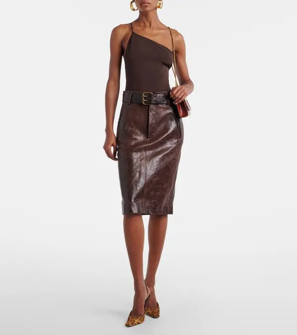 Saint Laurent One-shoulder Satin Bodysuit