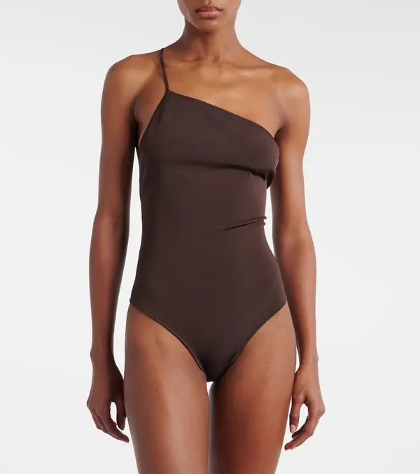 Saint Laurent One-shoulder Satin Bodysuit