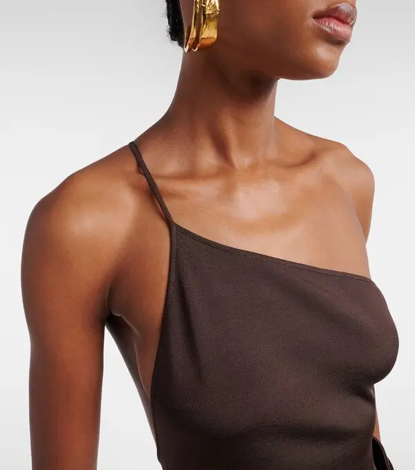 Saint Laurent One-shoulder Satin Bodysuit