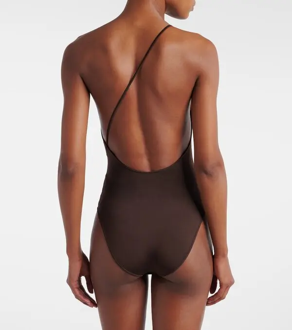 Saint Laurent One-shoulder Satin Bodysuit