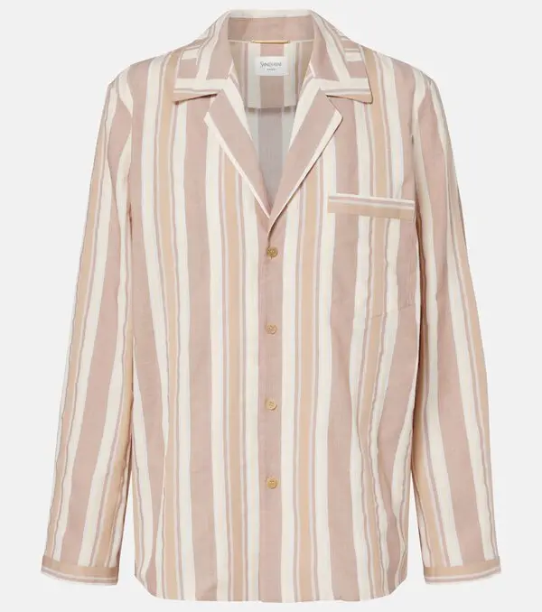 Saint Laurent Striped Cotton Pajama Shirt - Beige