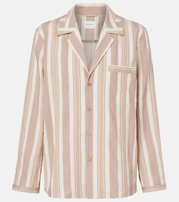 Saint Laurent Striped Cotton Pajama Shirt - Praline