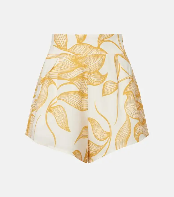 ADRIANA DEGREAS Foliage Printed Wide-leg Shorts - Yellow