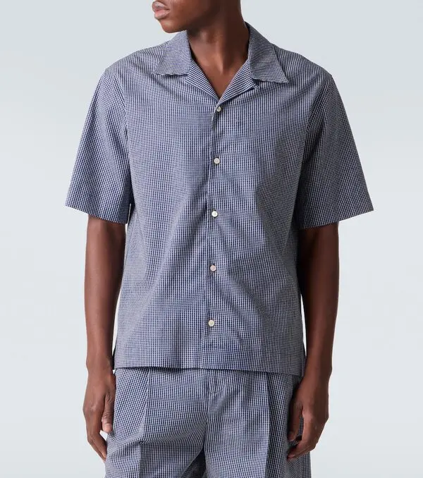 Givenchy Checked Cotton Bowling Shirt - Blue