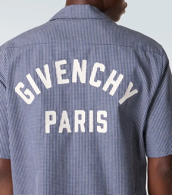 Givenchy Checked Cotton Bowling Shirt - Blue