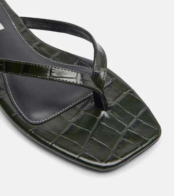 TOTEME Croc-effect Leather Thong Sandals - Black