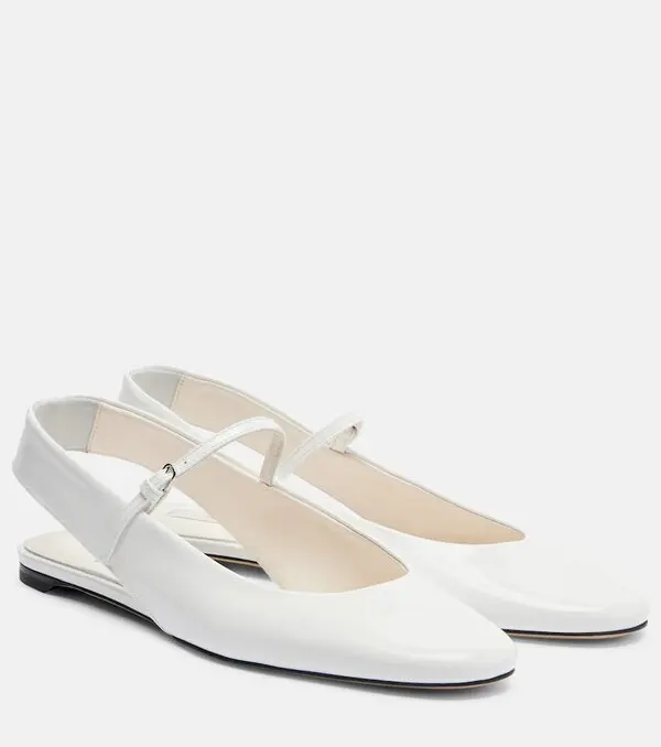 TOTEME Patent Leather Mary Jane Flats - White