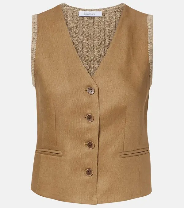 Max Mara Cable Knit Linen Vest - Brown