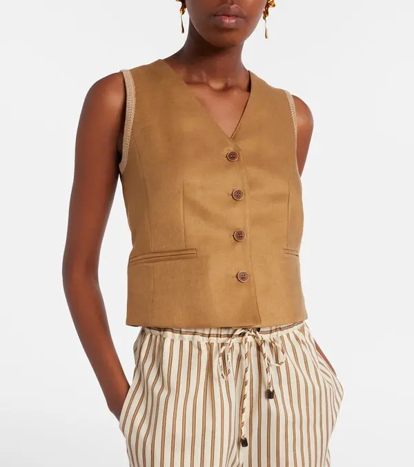 Max Mara Cable Knit Linen Vest - Brown