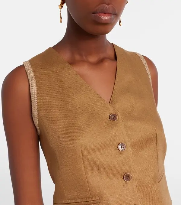 Max Mara Cable Knit Linen Vest - Brown