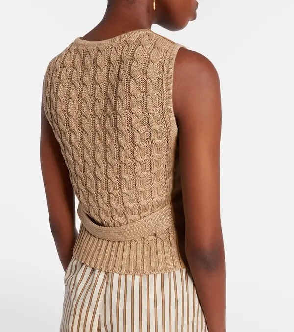 Max Mara Cable Knit Linen Vest - Brown