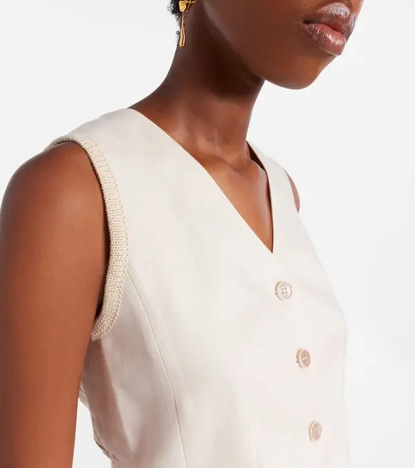 Max Mara Calibri Cable-knit Linen Vest - Beige