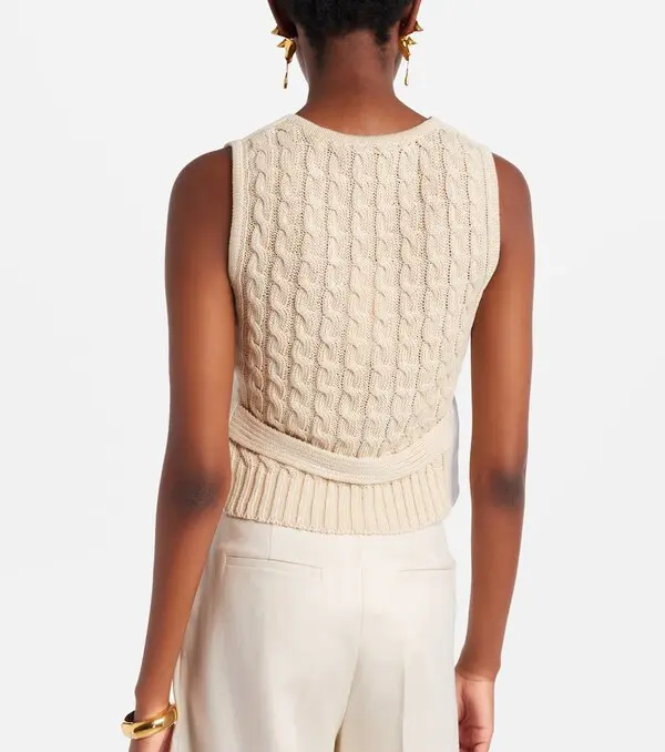 Max Mara Calibri Cable-knit Linen Vest - Beige