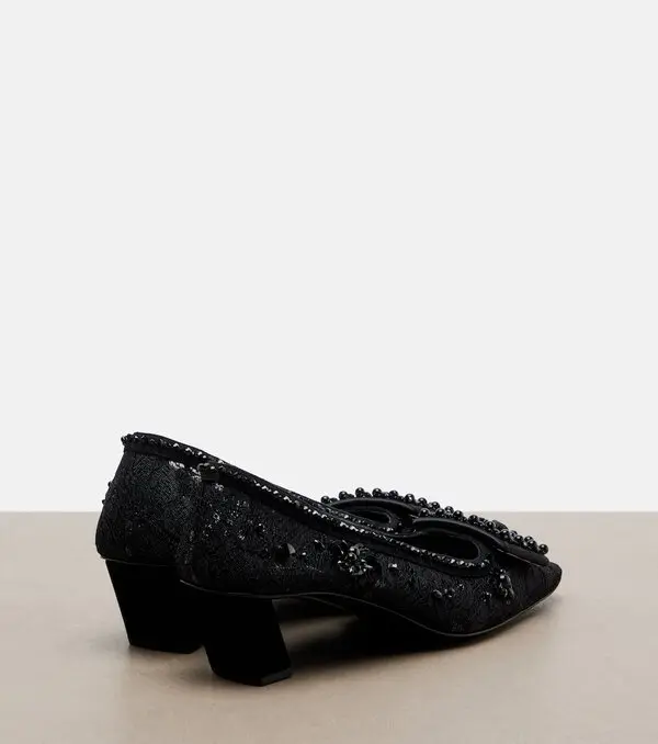 ROGER VIVIER Belle Vivier Embellished Lace Pumps