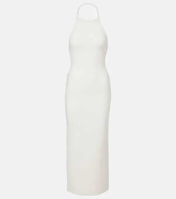 Jacquemus Tablier Knitted Midi Dress - White