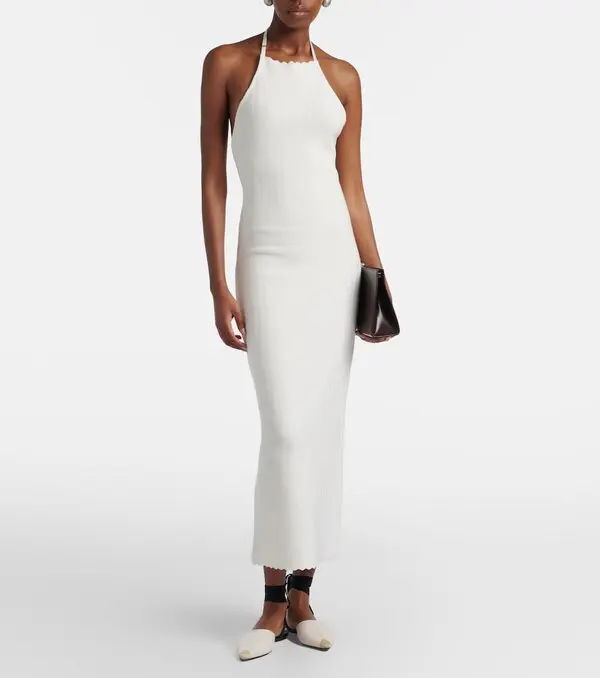 Jacquemus Tablier Knitted Midi Dress - White
