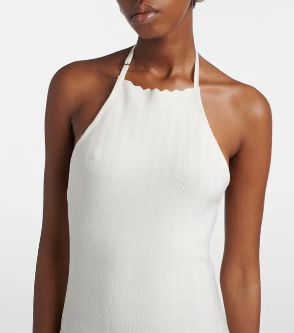 Jacquemus Tablier Knitted Midi Dress - White