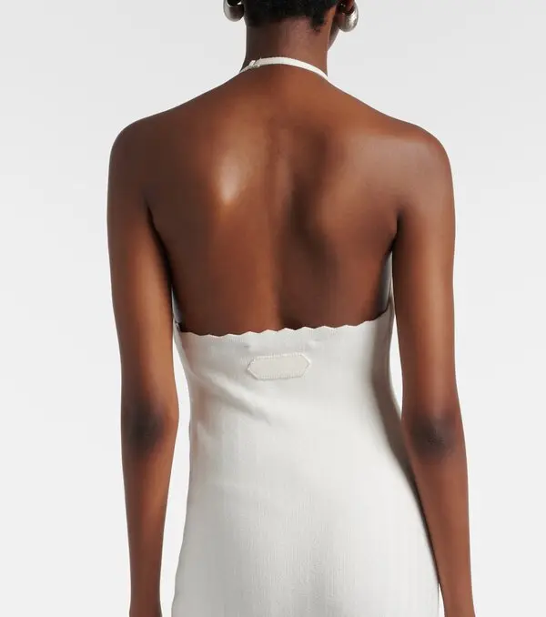 Jacquemus Tablier Knitted Midi Dress - White