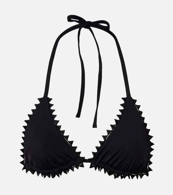 Jacquemus Picot Embroidered Bikini Top - Black